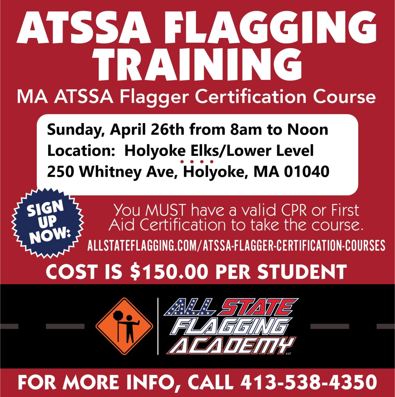 MA ATSSA Flagger Certification Course-Holyoke, MA Holyoke Elks/Lower ...